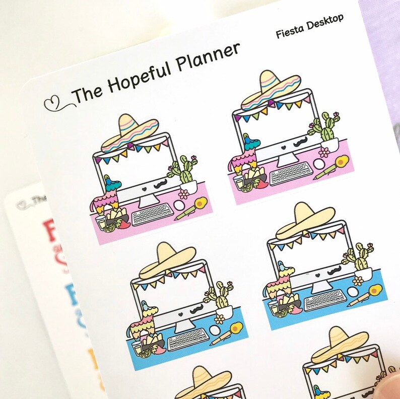 Fiesta 2023 Desktop & Quote Sticker Sheets - Cute Party Themed Fiesta ...