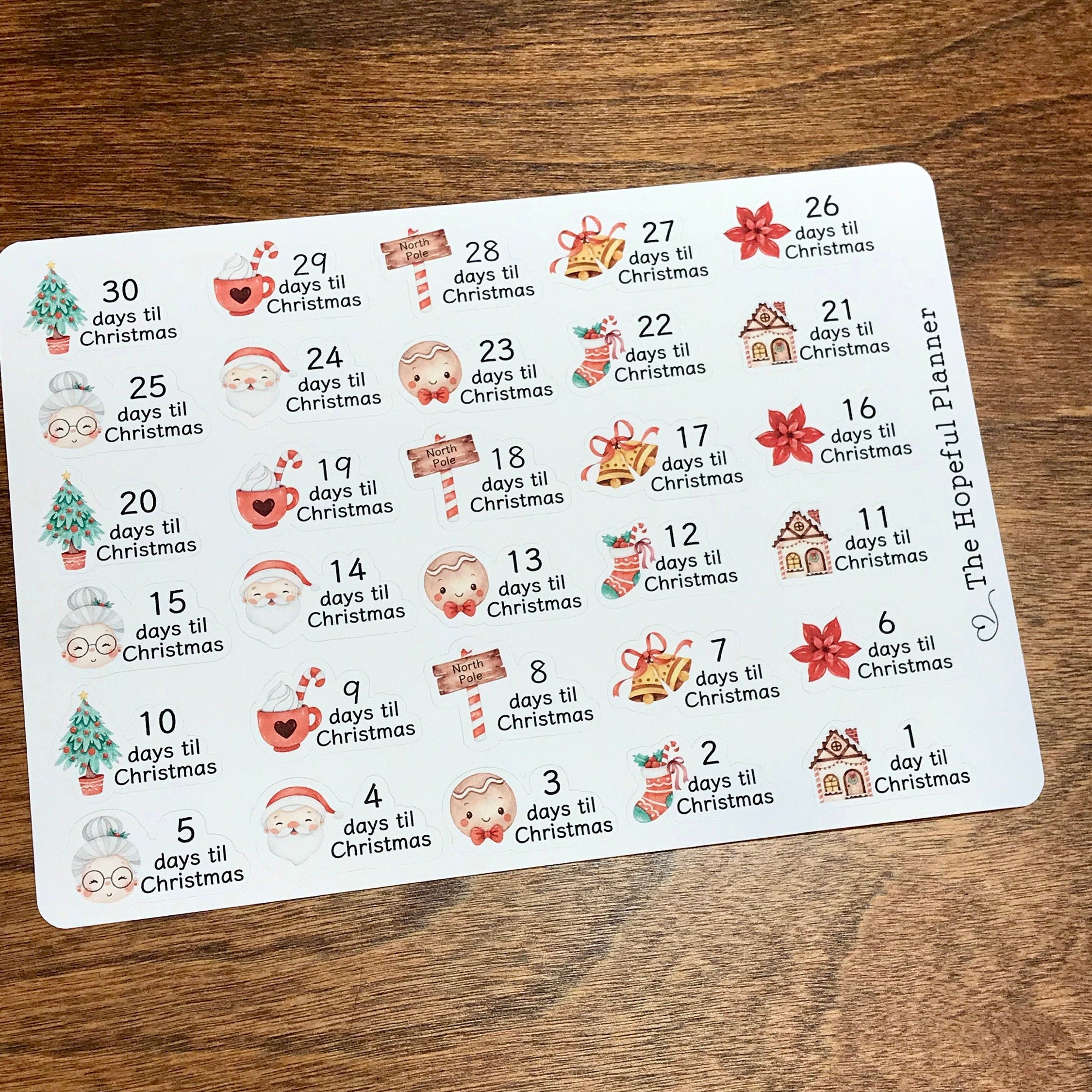 Santa Christmas Countdown Stickers Christmas Deco Stickers | Etsy