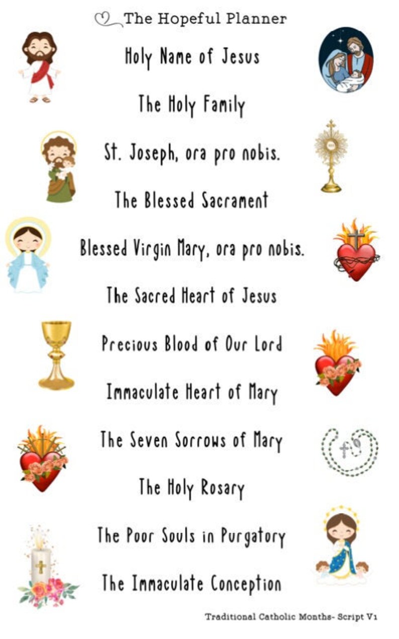 Traditional Catholic Month Dedications Monthly Devotions | Etsy