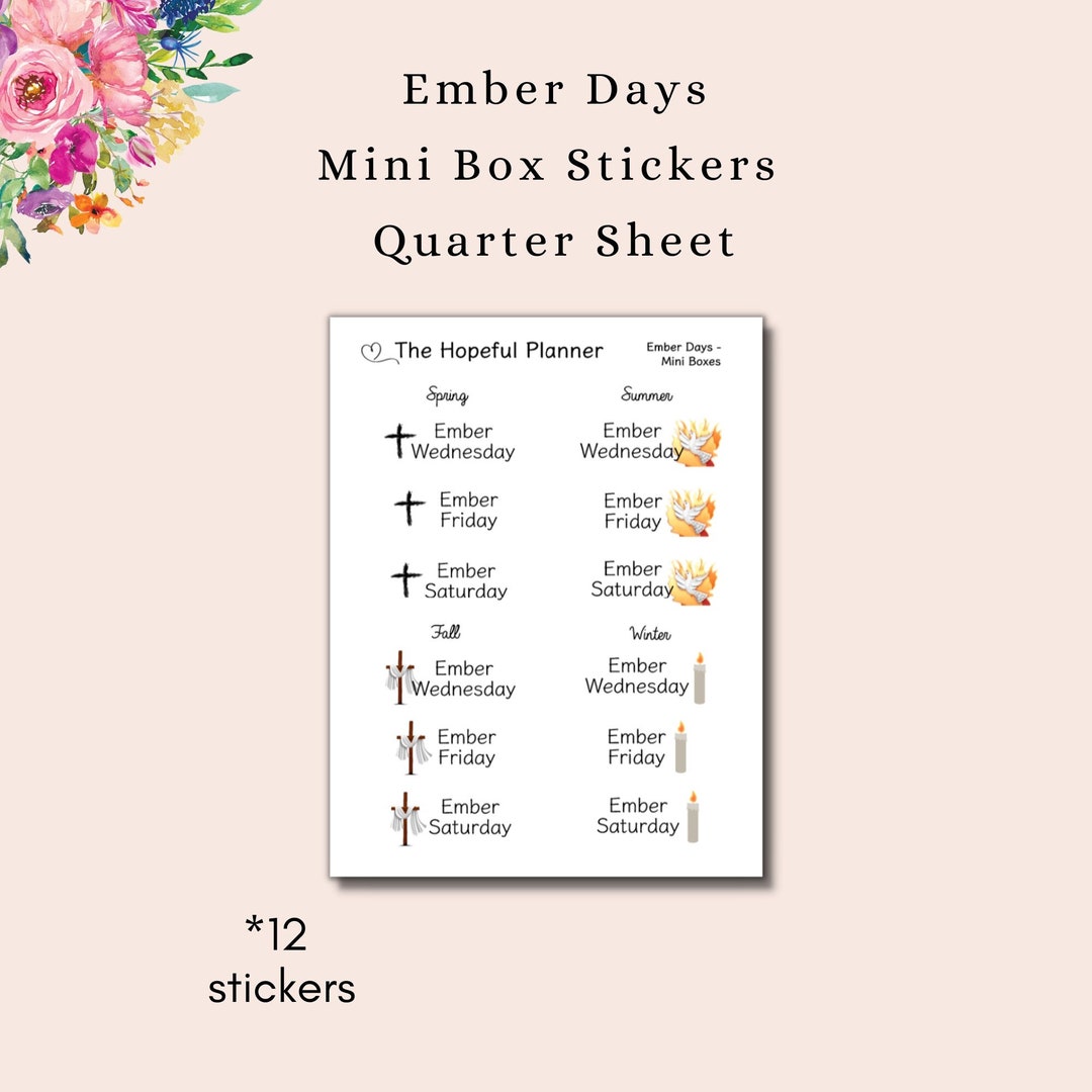 Ember Day Mini Box Stickers - Traditional Catholic Days of Penance ...