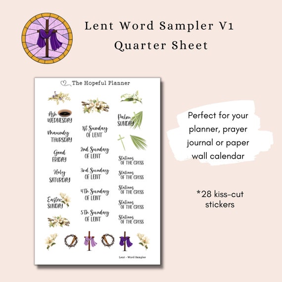 Lent Word Sampler Sticker Sheet V1 Liturgical Reminder - Etsy