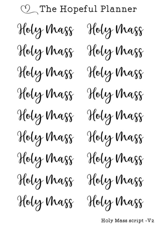 Holy Mass Script Stickers Catholic Sticker Sheets for - Etsy