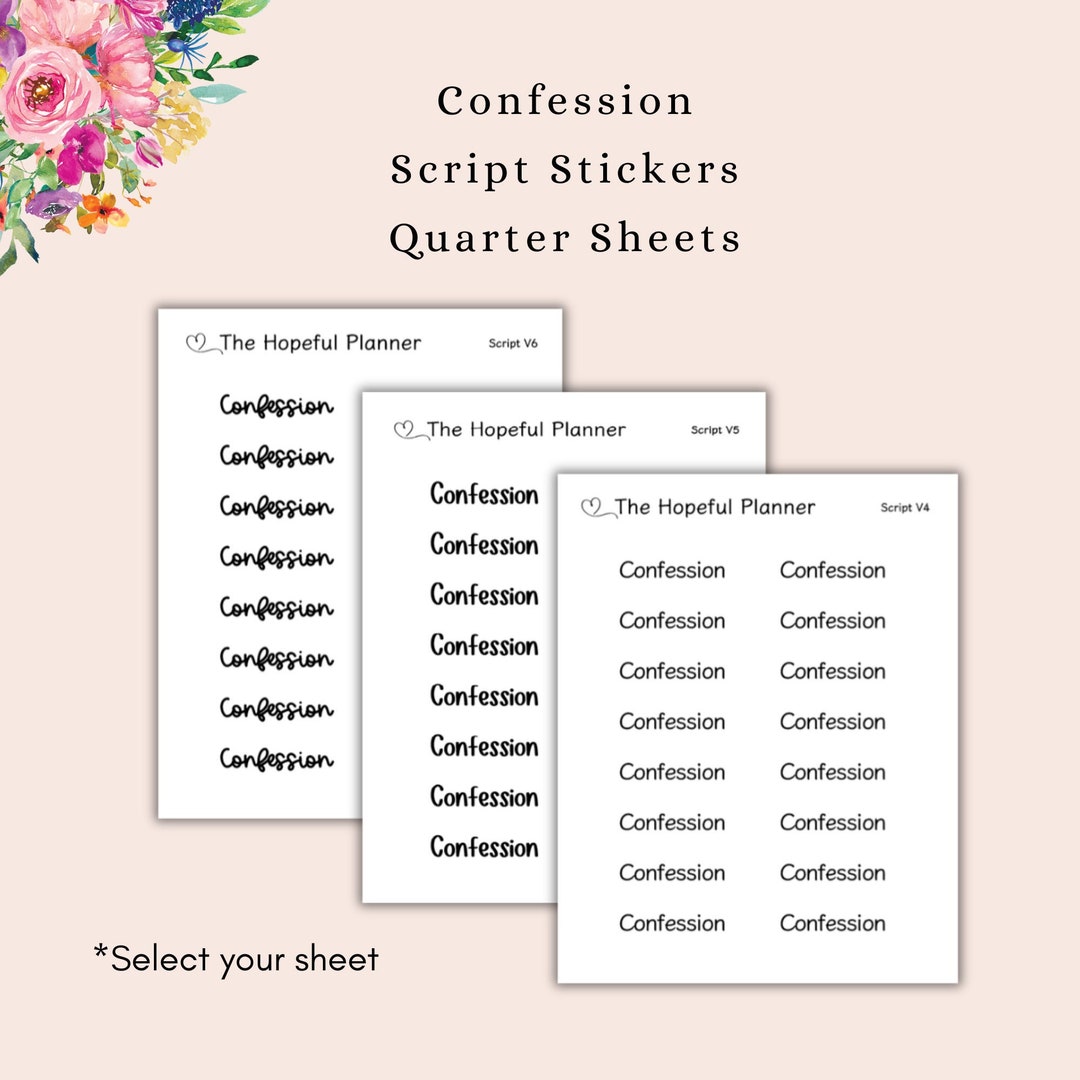 NEW Confession Sticker Sheets - Reconciliation Reminder Stickers ...