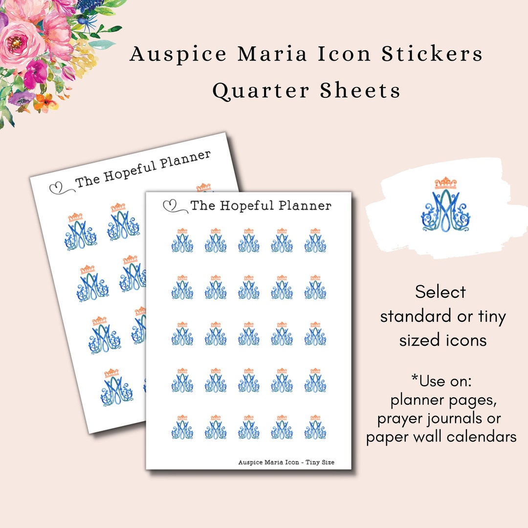 Auspice Maria Icon Stickers – Catholic Planner, Journal Stickers - Etsy ...
