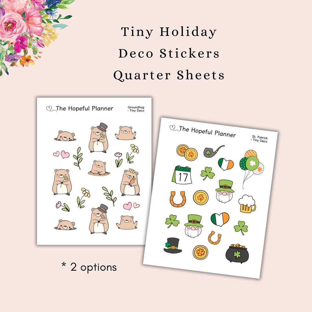 Groundhog Day & St. Patrick's Day Planner Stickers - 2025 Holiday Deco ...