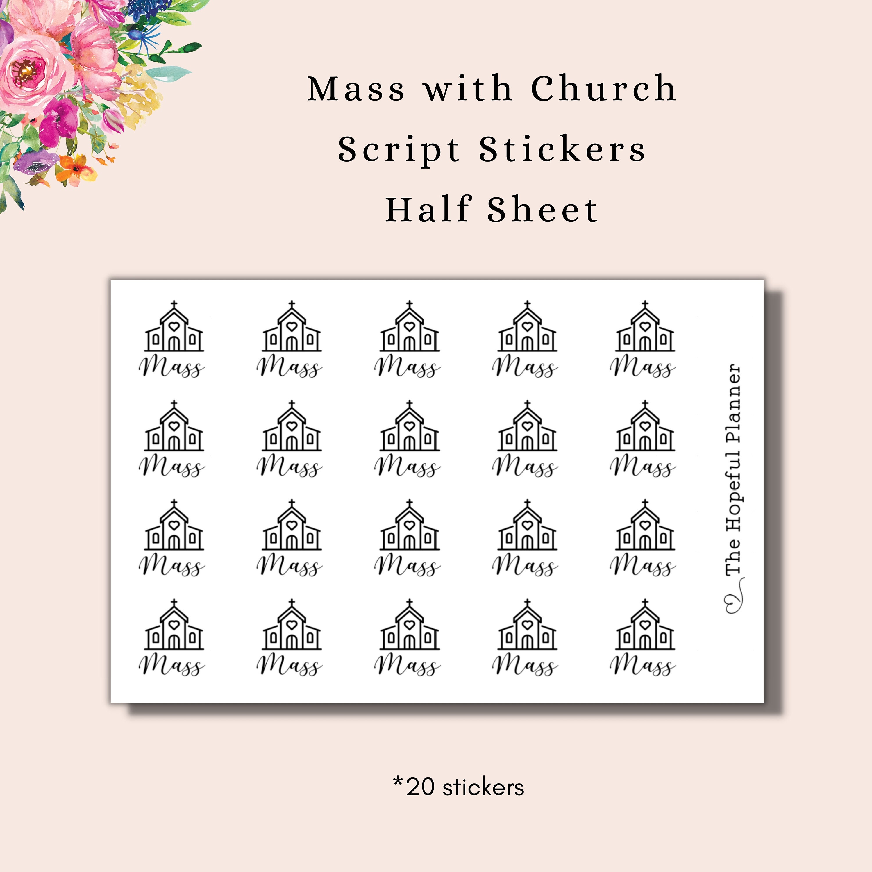 Mass and Church Icon Stickers Catholic Sticker Sheets for | Etsy