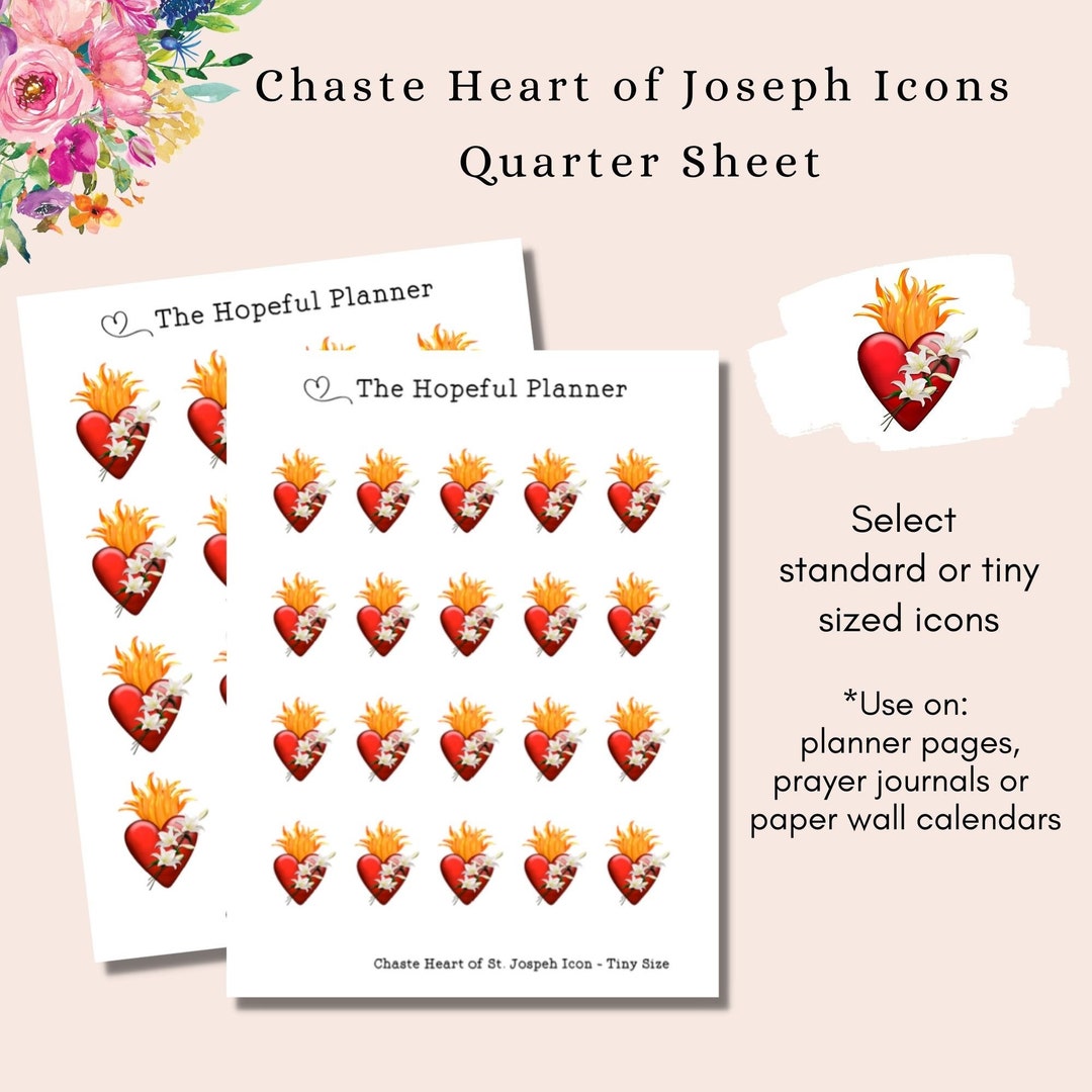 Chaste Heart of Joseph Icon Stickers - Saint Joseph Sacred Heart ...
