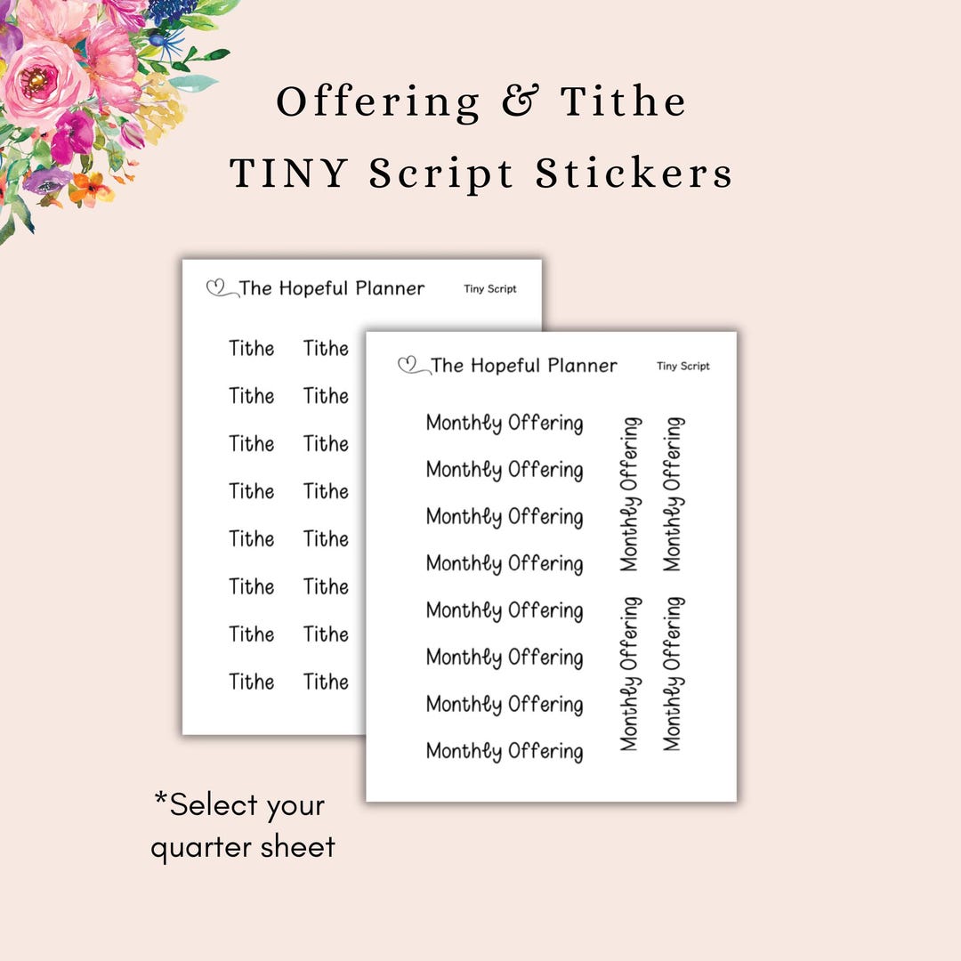 Tithe & Monthly Offering TINY Planner Stickers - Christian Sticker ...