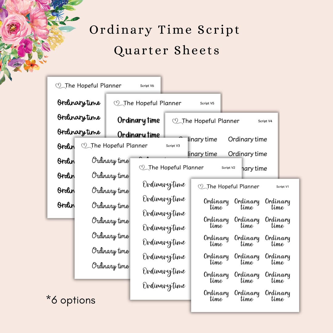 Ordinary Time Script Sticker Sheets - Liturgical Planning - Christian ...