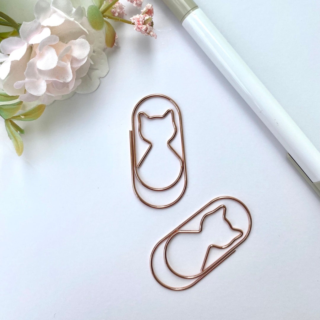 Large Cat Rose Gold Paperclip - Planner / Journal Paperclip - Bookmark ...