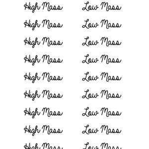 High Mass / Low Mass Script Stickers - Traditional Catholic Planner ...