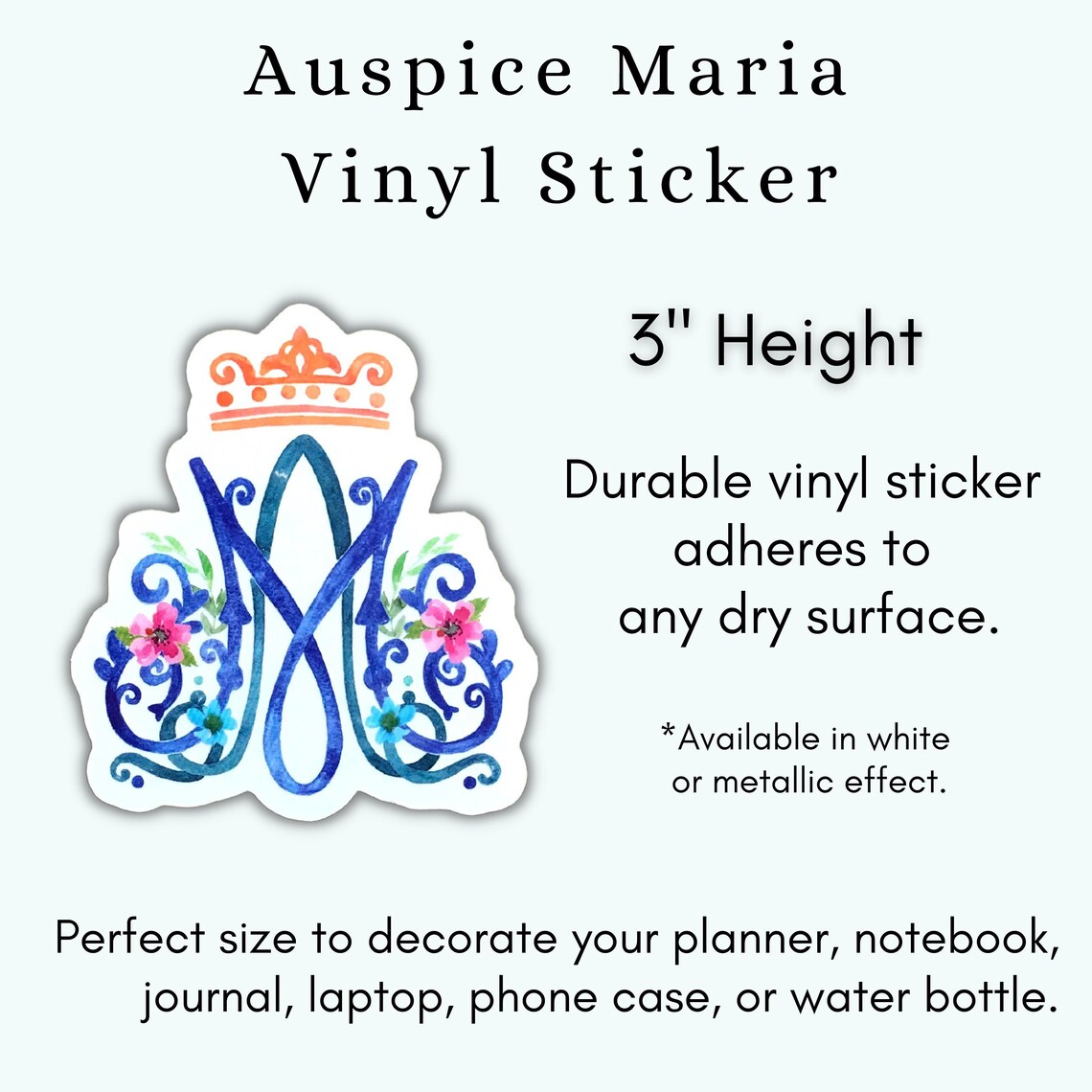 Auspice Maria Icon Catholic Watercolor Vinyl Decal Sticker | Etsy
