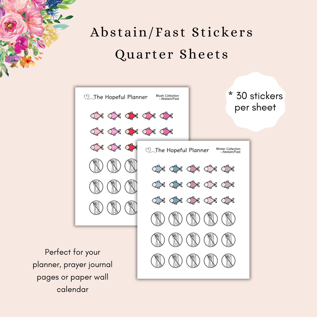 Catholic Fasting Stickers: Meatless Friday, Lent Planner Stickers - Etsy