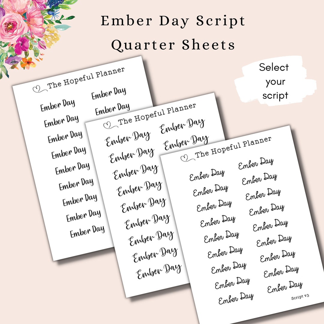 Ember Day Script Stickers - Traditional Catholic Sticker Sheets for ...