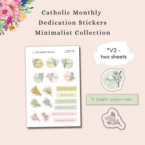 Traditional Catholic Month Dedication Minimalist Sticker Sheets ...