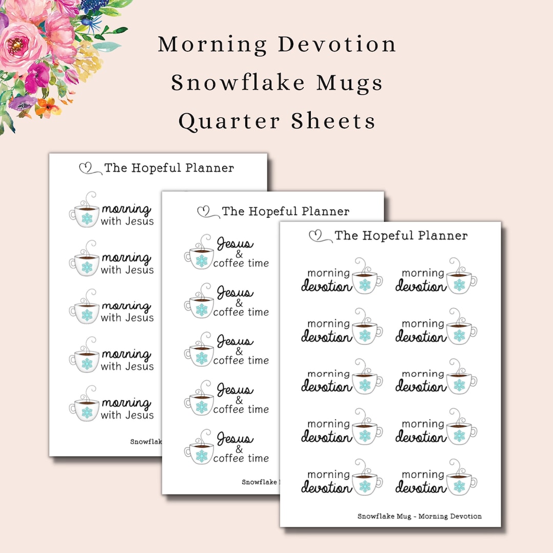 Snowflake Morning Devotion - Winter Coffee Mug Stickers - Bible and ...