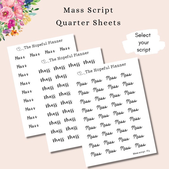 Mass script stickers Catholic sticker sheets for Planners | Etsy