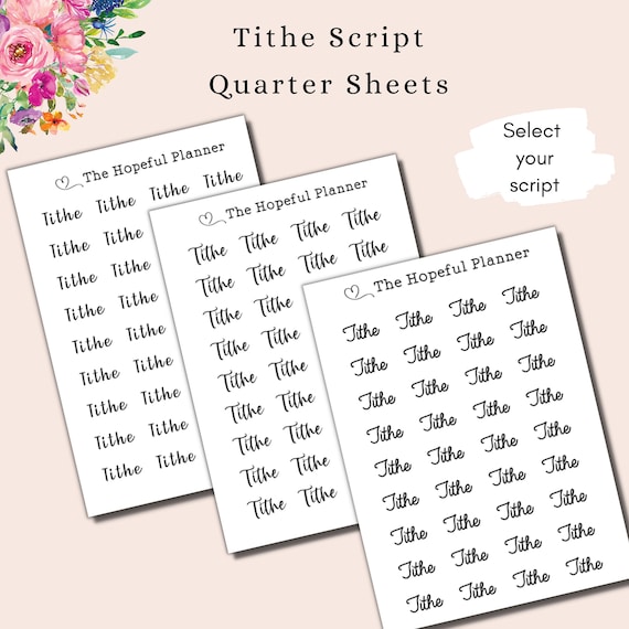 Tithe Script Sticker Almsgiving Reminder Christian Planner | Etsy