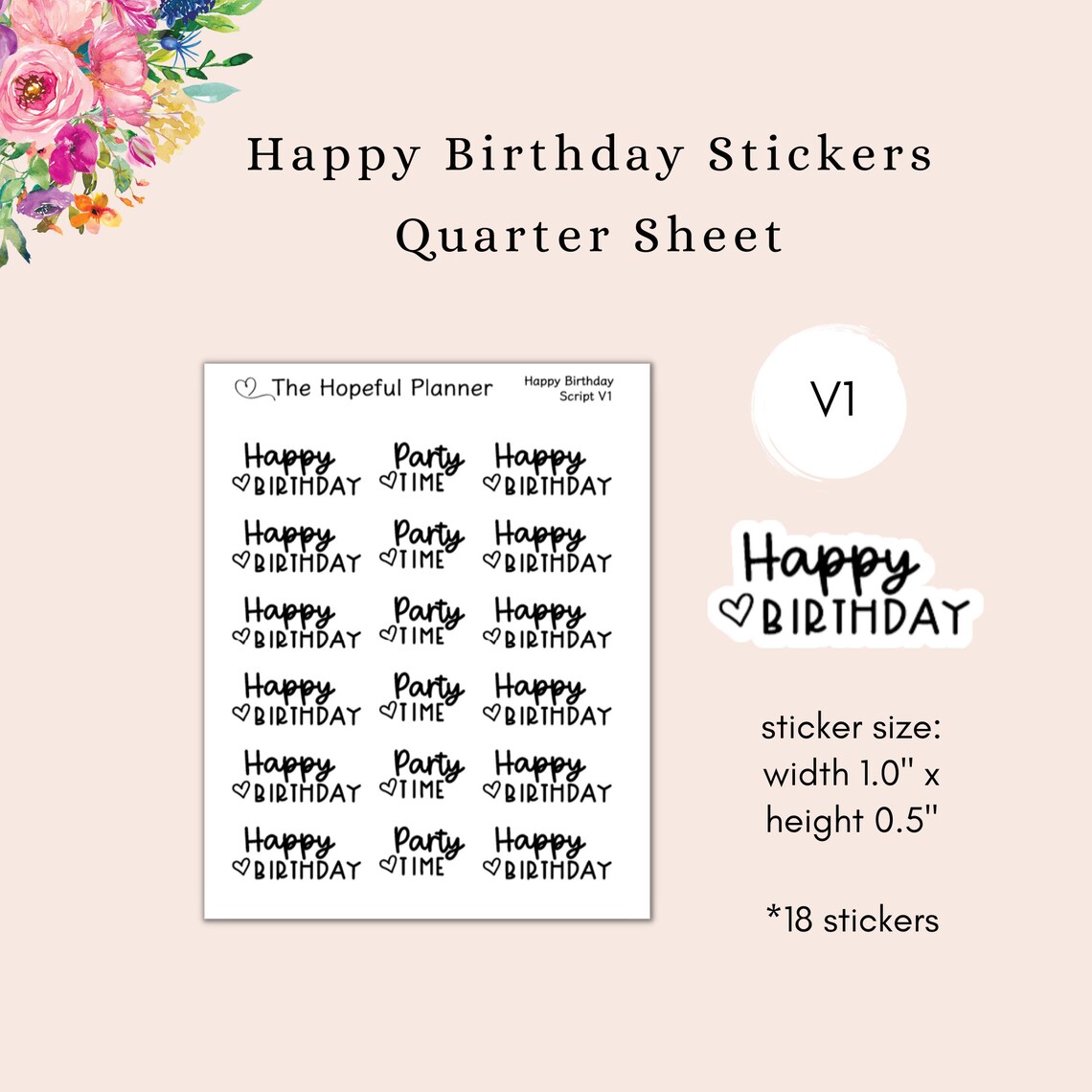 Happy Birthday Script Stickers - Birthday Reminder Sticker Sheets for ...