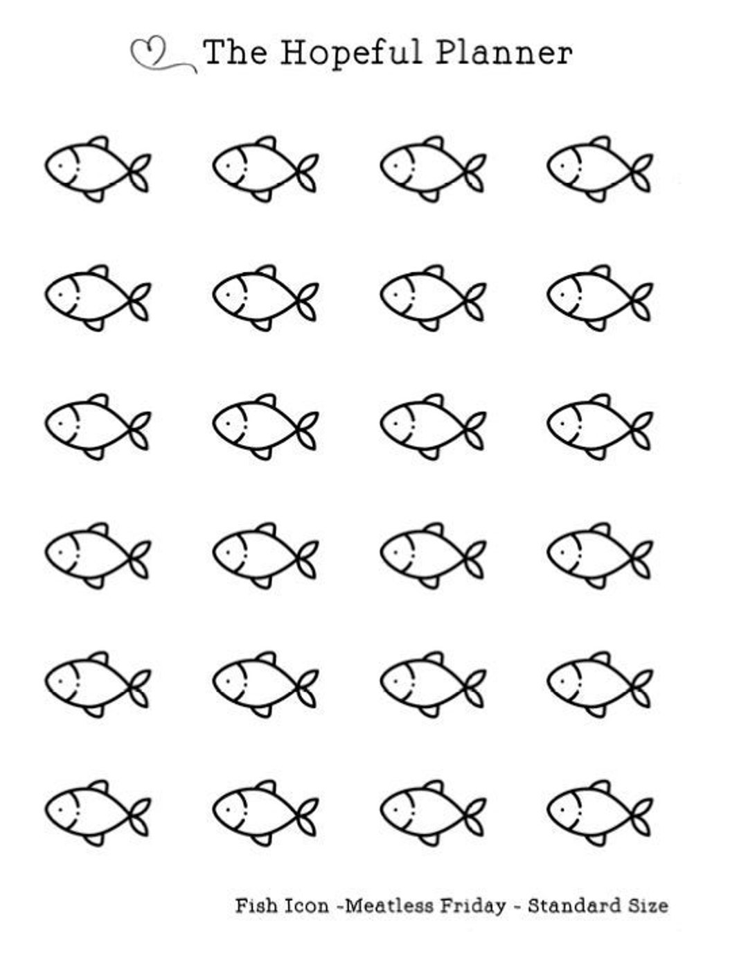 Fish Icon Meatless Friday Reminder Standard / Tiny Size Planner Sticker ...