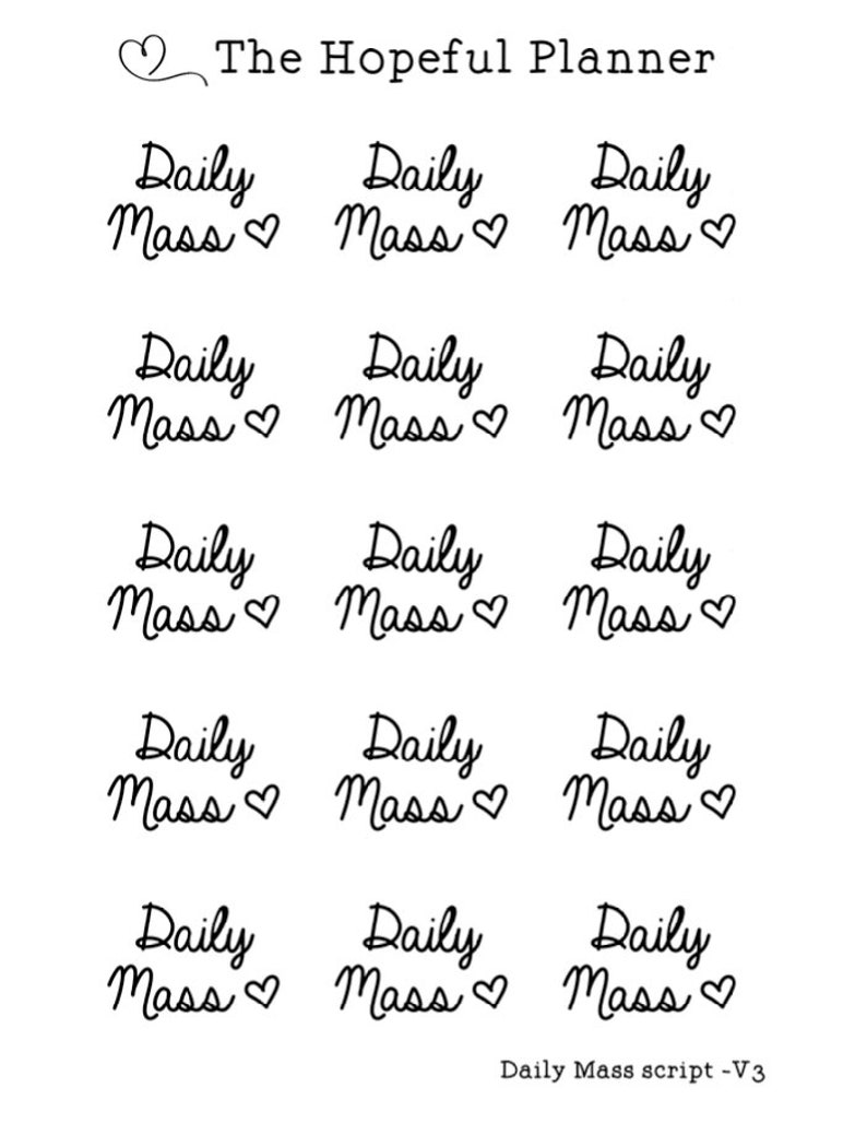 Daily Mass Script Stickers Catholic Sticker Sheets for - Etsy