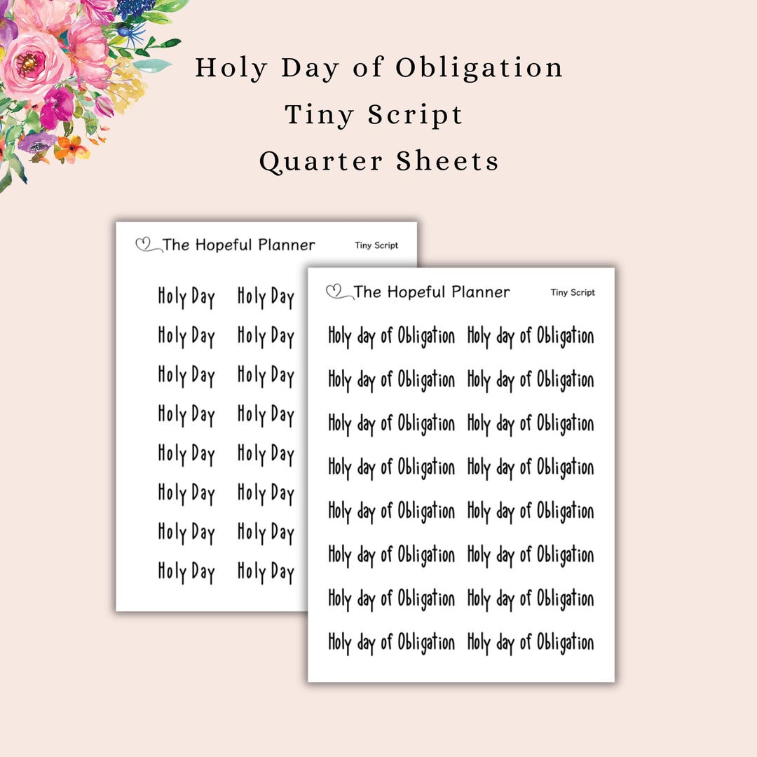 Tiny Script - Holy Day of Obligation Stickers - Liturgical Planning ...
