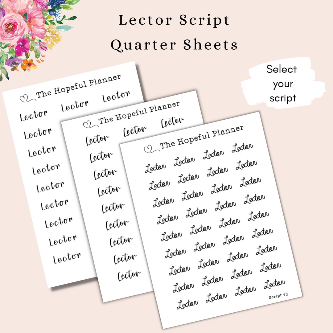 Lector Script Stickers - Catholic Planner Sticker Sheets - Etsy