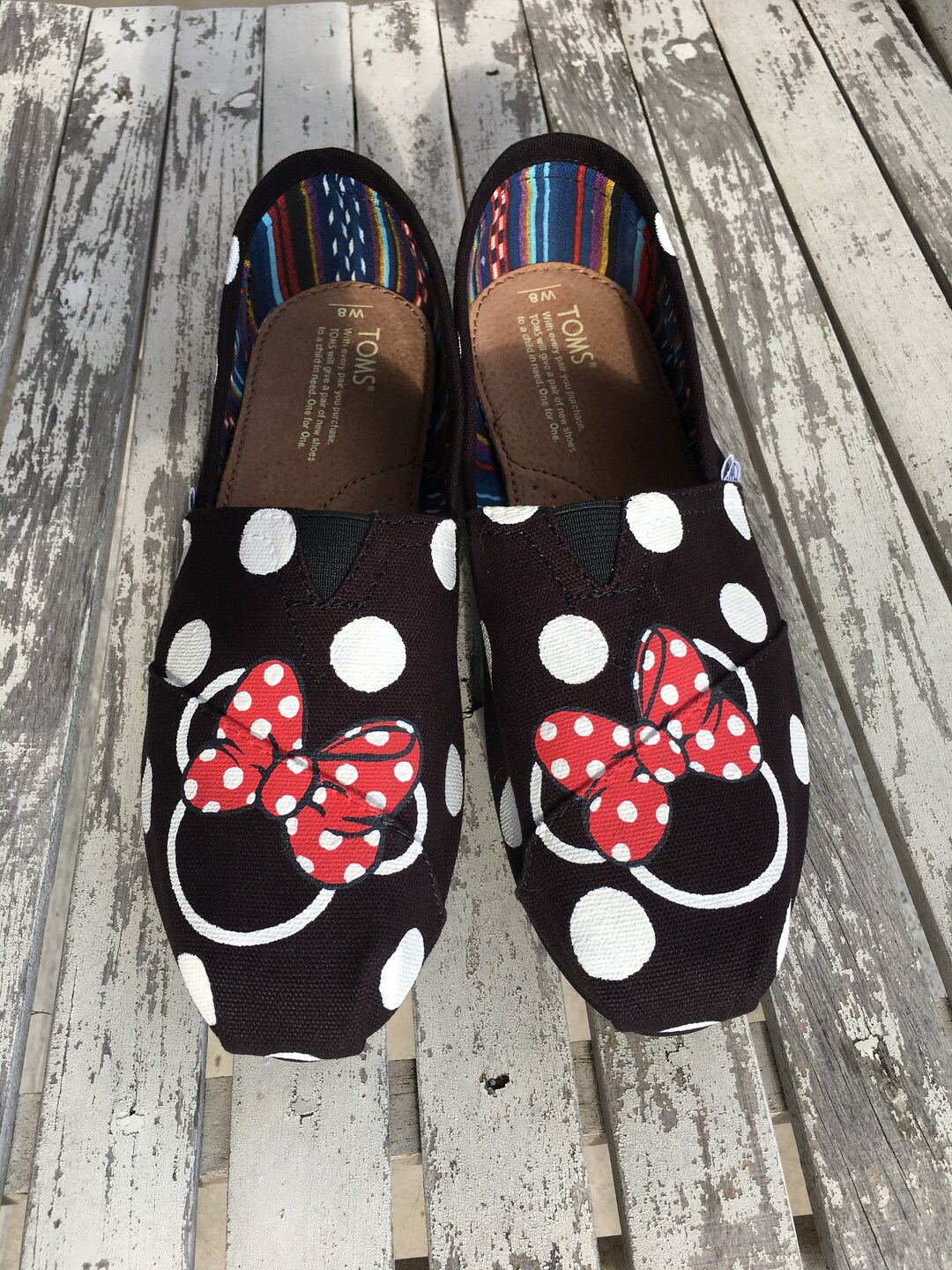 Minnie Mouse TOMS With Polka Dot Bow - Etsy