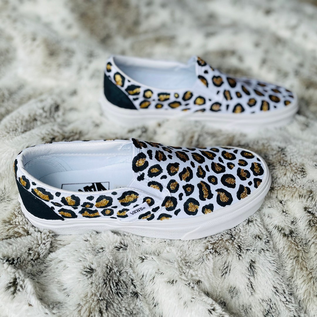 Glitter Leopard Print Womens Vans - Etsy