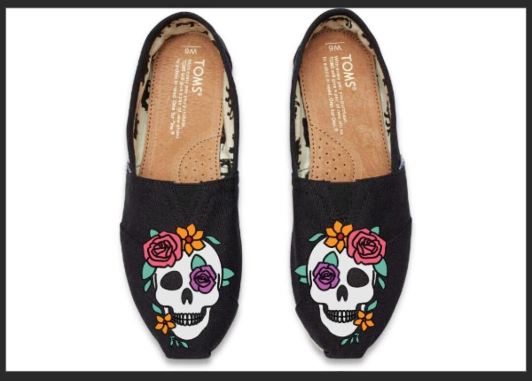 Floral Skull Womens TOMS - Etsy
