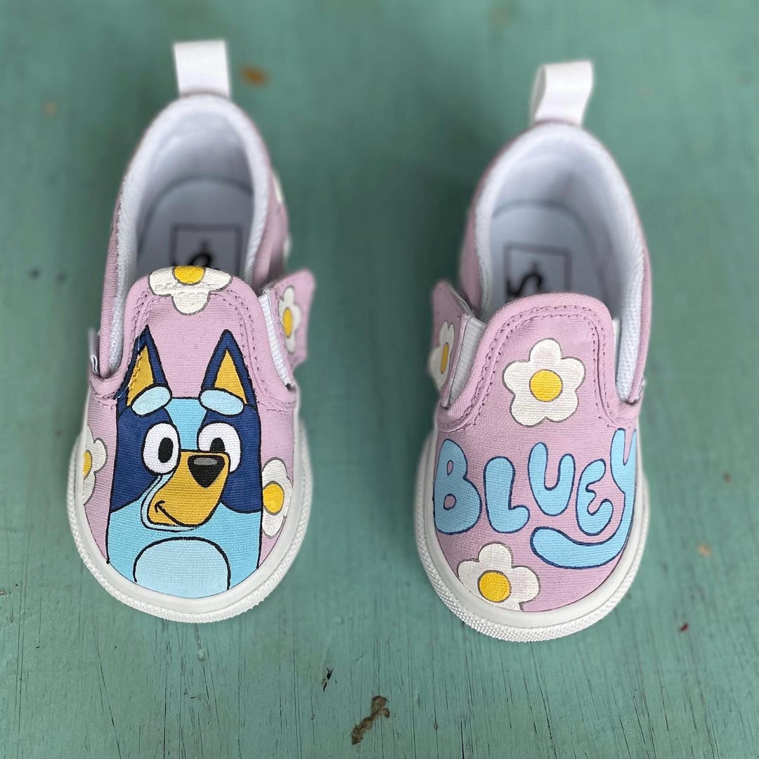 Bluey Slip on Girl Toddler Kids Vans With Flowers - Etsy