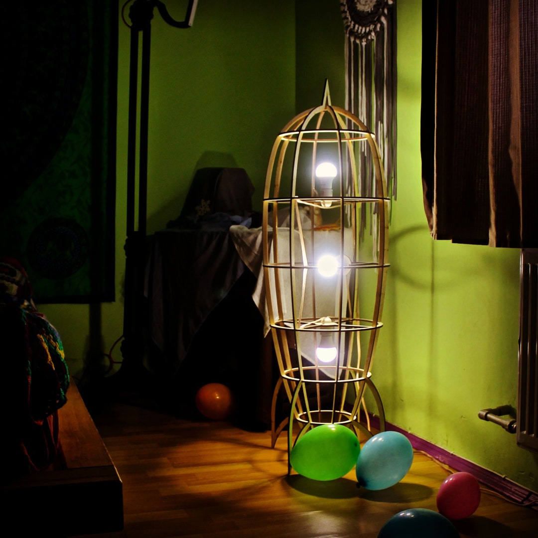 Rocket Lamp DIY Kit. Wooden Floor Lamp Airship. Bedside Lamp for Kids ...