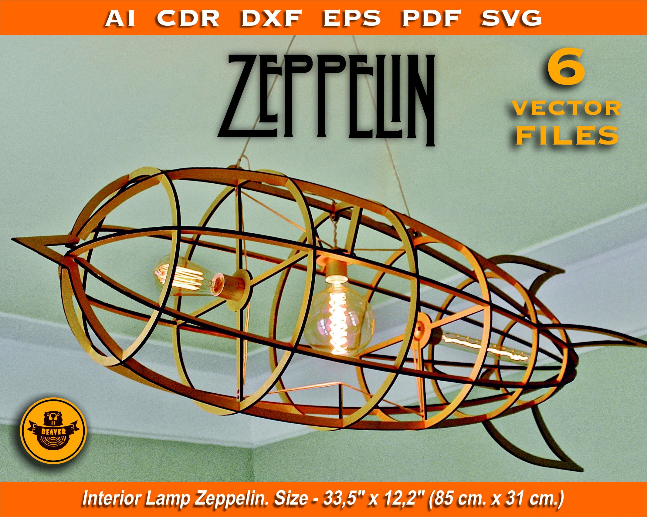 Ceiling Lamp Zeppelin. Vector layout for laser cut or cnc | Etsy
