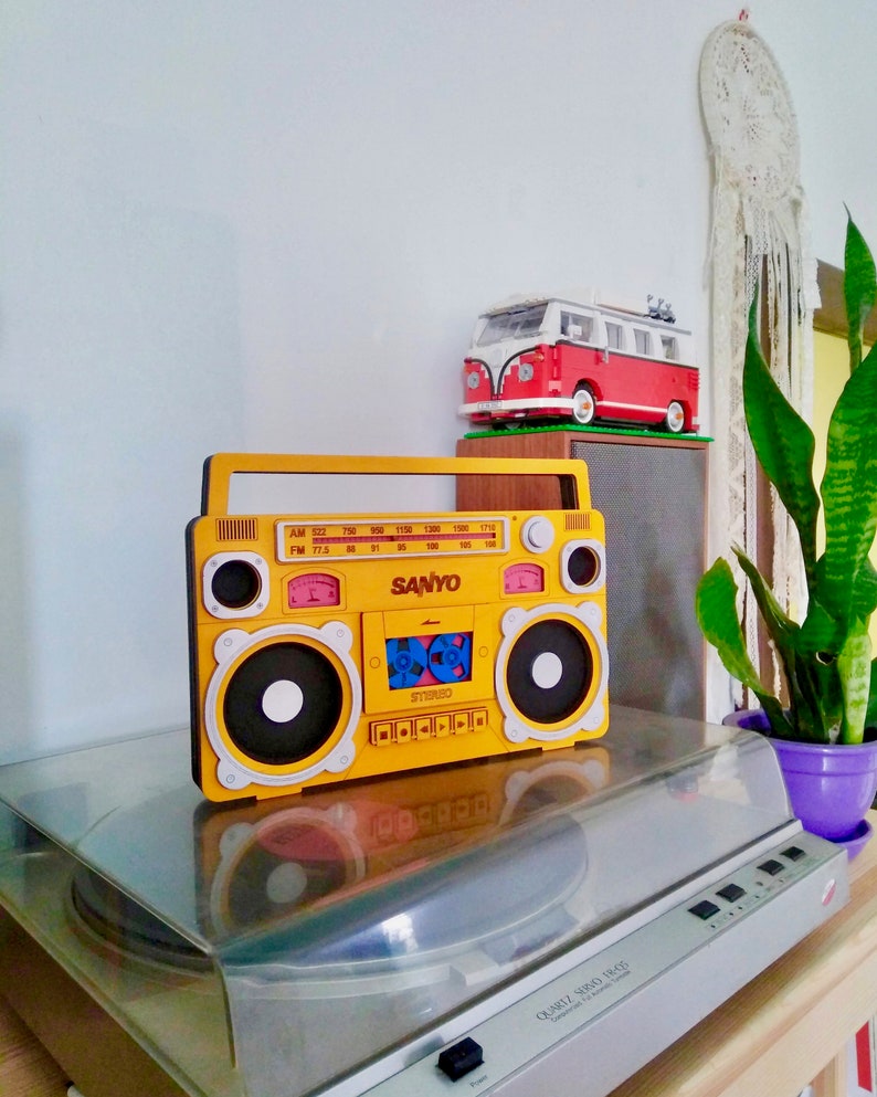 Child's Wooden Toy Boombox sanyo. Radio | Etsy