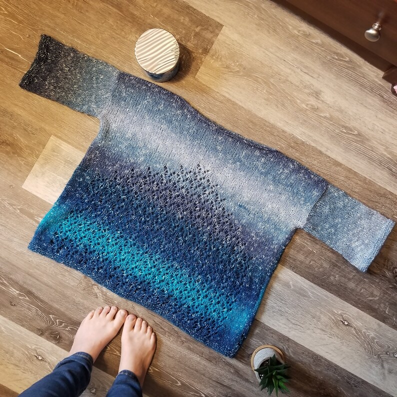 Ocean Meets Sky Sweater Knitting Pattern: 3/4 Sleeve Top (PDF Pattern ...