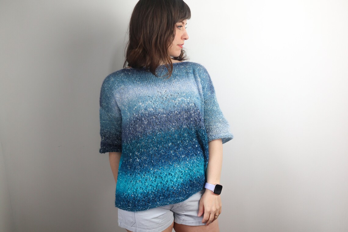 Ocean Meets Sky Sweater Knitting Pattern 3/4 Sleeve Sweater - Etsy