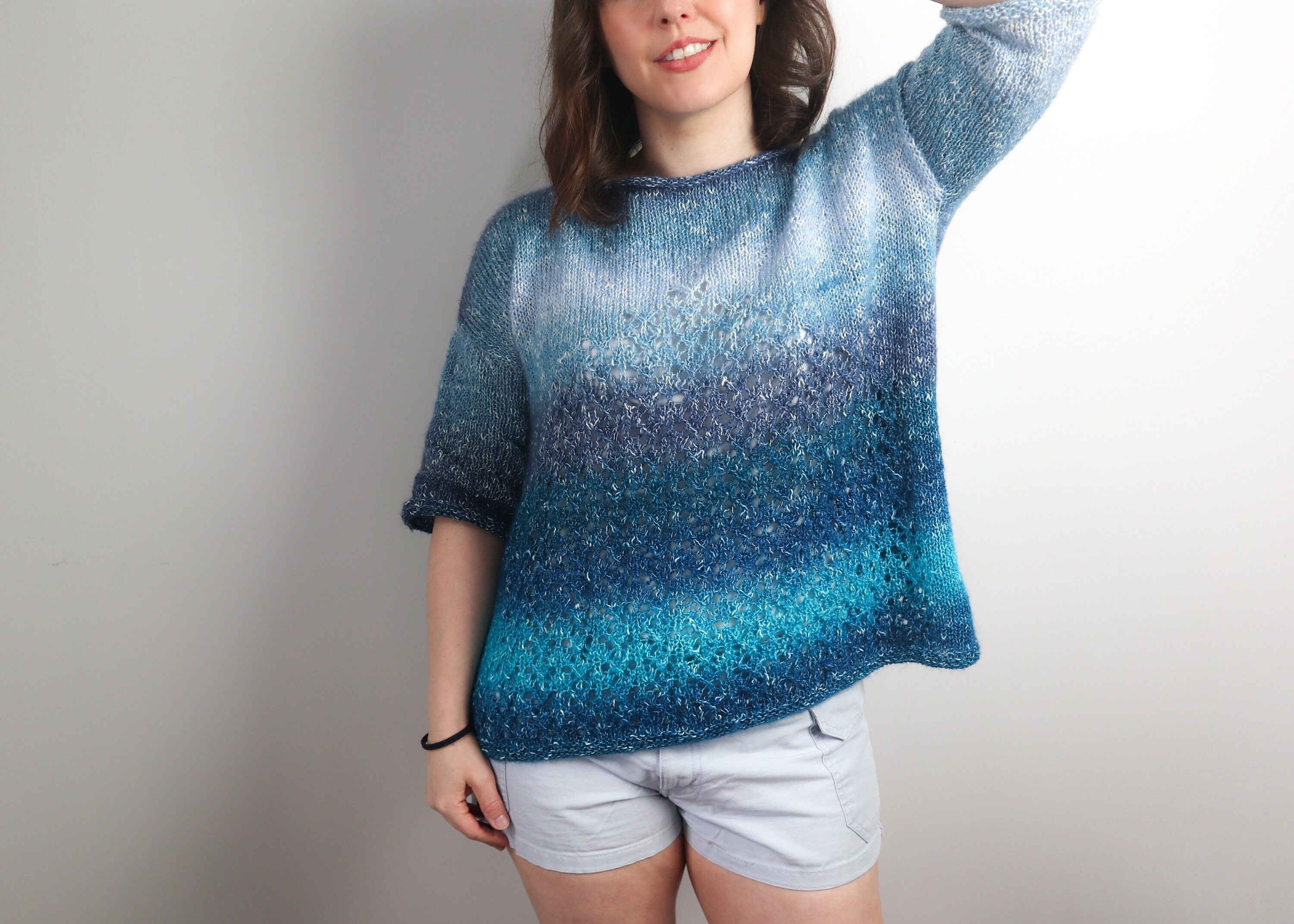 Ocean Meets Sky Sweater Knitting Pattern: 3/4 Sleeve Top (PDF Pattern ...