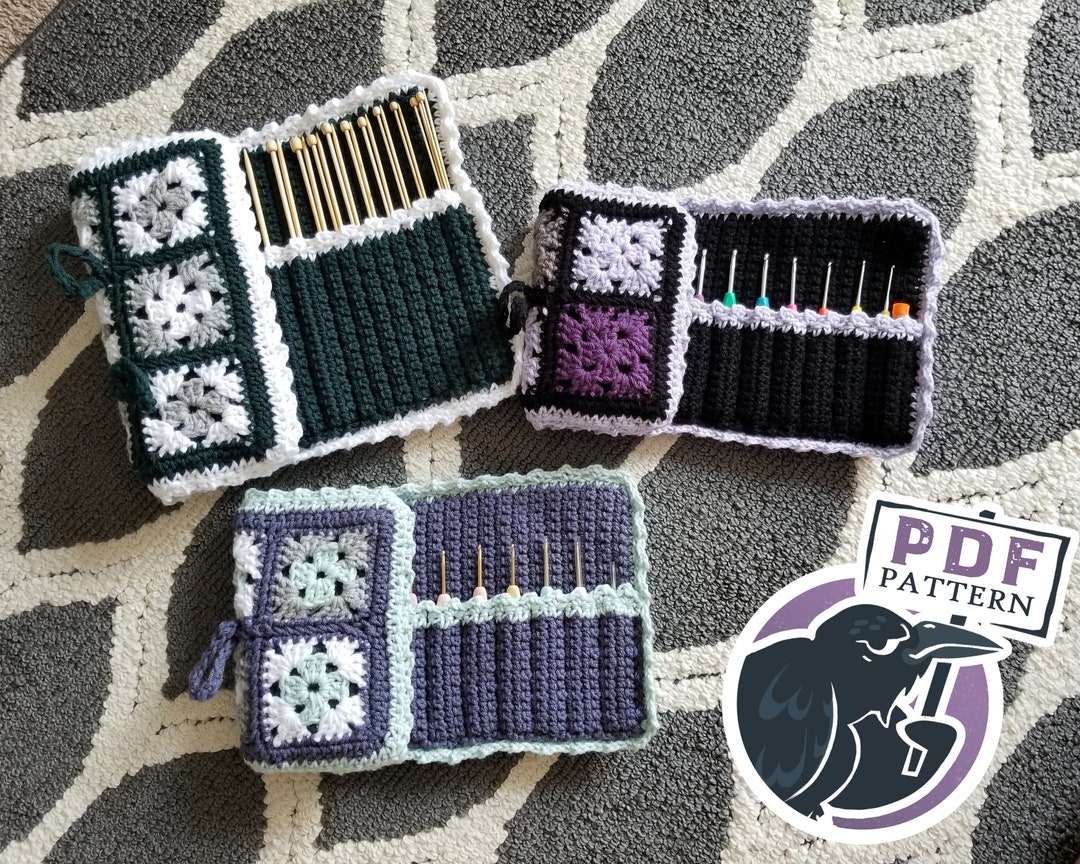 Granny Square Crochet Hook Case Pattern: Knitting Needle & Makeup Brush ...