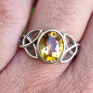 Natural Citrine Ring, Sterling Silver Oval Handmade Celtic Knot Jewelry ...