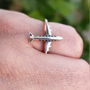 Sterling Silver Airplane Ring Airplane Silver Ring Aviation - Etsy