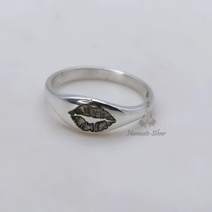 Whispering Kiss Lips Ring, Sterling Silver Promise Band, Handmade ...
