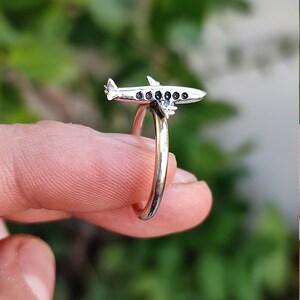 Sterling Silver Airplane Ring Airplane Silver Ring Aviation - Etsy