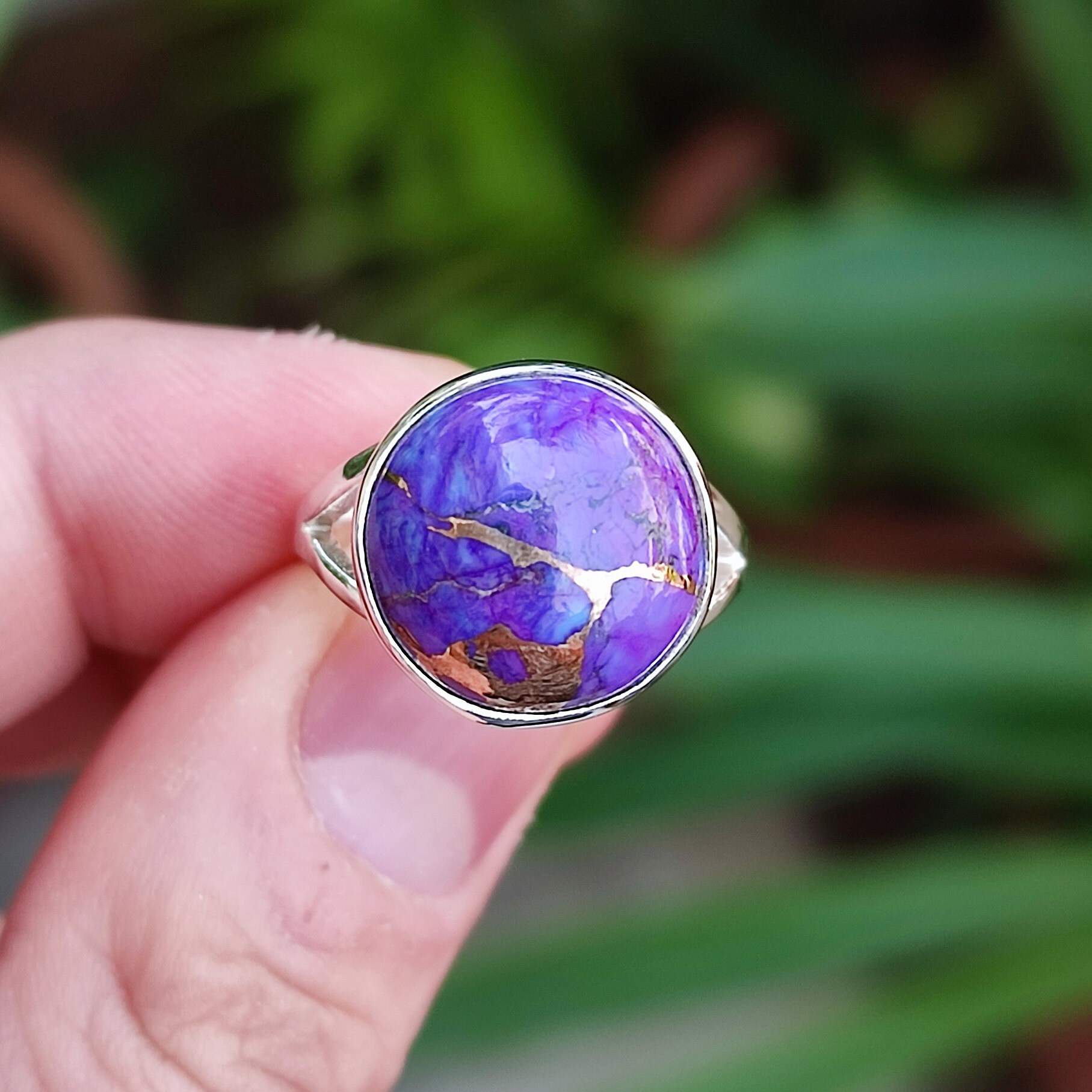Purple Copper Turquoise 925 Sterling Solid Silver Handmade - Etsy