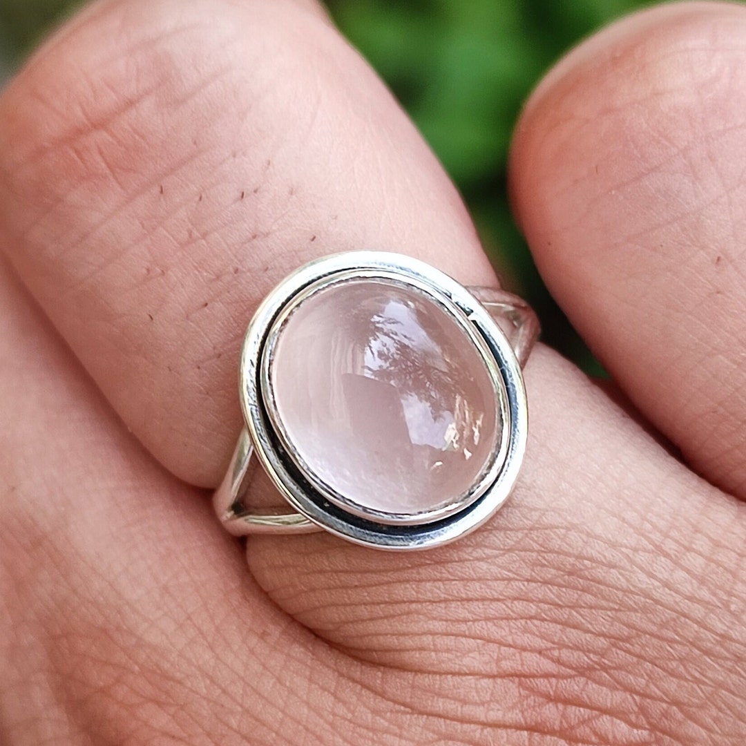 Rose Quartz Ring, Rose Quartz Silver Ring, Pink Gemstone Ring, Rose ...