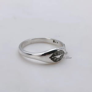 Whispering Kiss Lips Ring, Sterling Silver Promise Band, Handmade ...