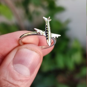 Sterling Silver Airplane Ring Airplane Silver Ring Aviation - Etsy