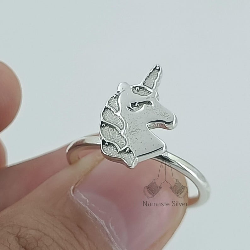Rainbow Unicorn Sterling Silver Ring, Handmade Jewelry for Kids - Etsy