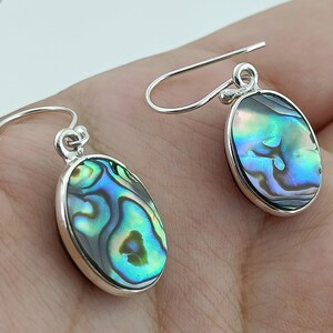 Natural Abalone Shell Sterling Silver Handmade Dangle Earrings, Boho ...