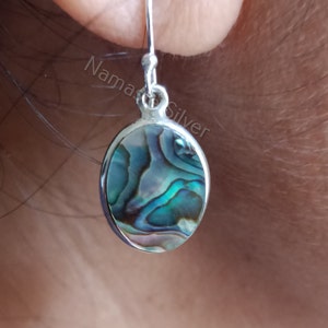 Natural Abalone Shell Sterling Silver Handmade Dangle Earrings, Boho ...