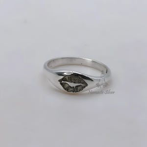 Whispering Kiss Lips Ring, Sterling Silver Promise Band, Handmade ...